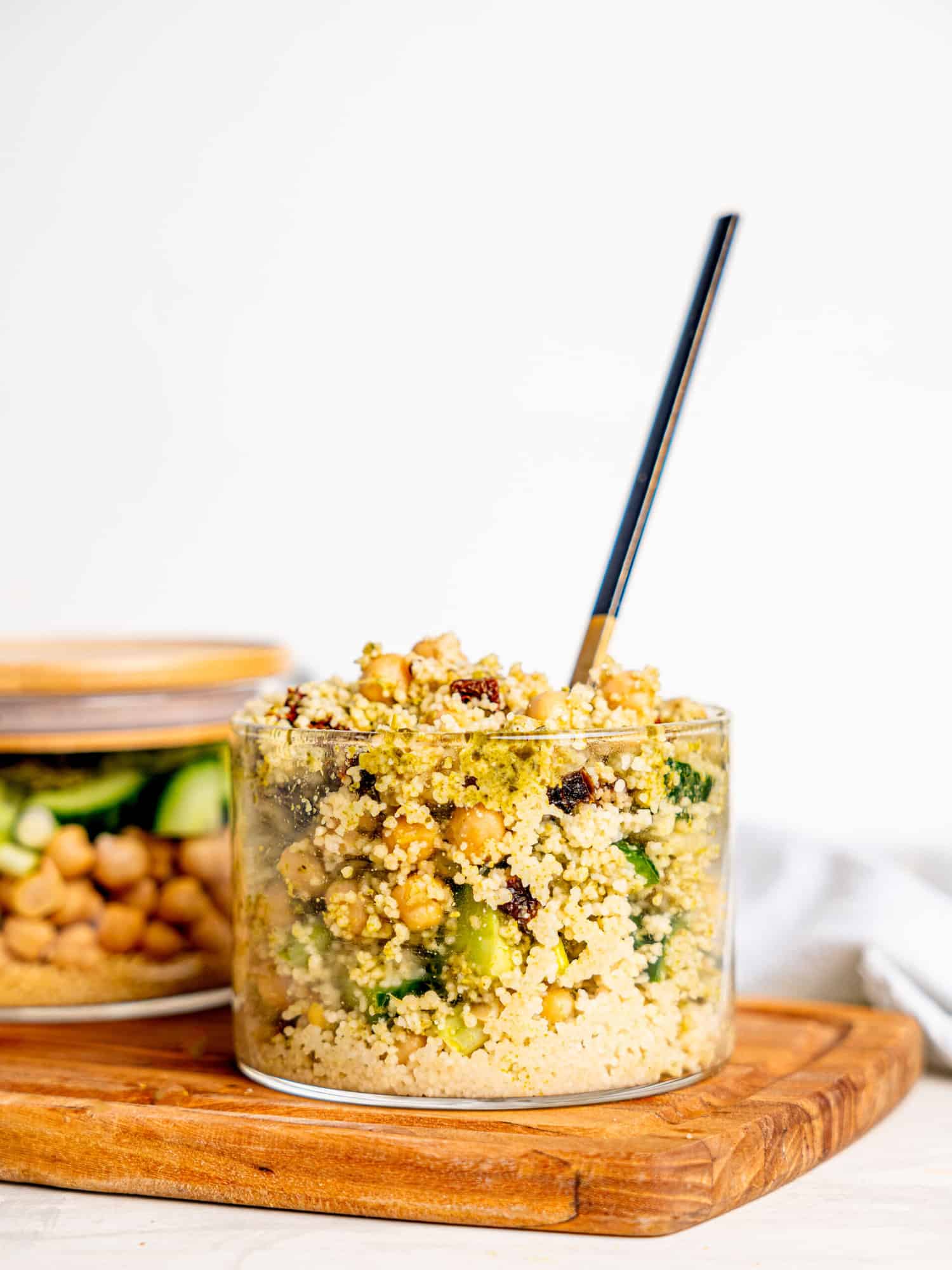 Chickpea Pesto Couscous Salad - Nourishing Niki
