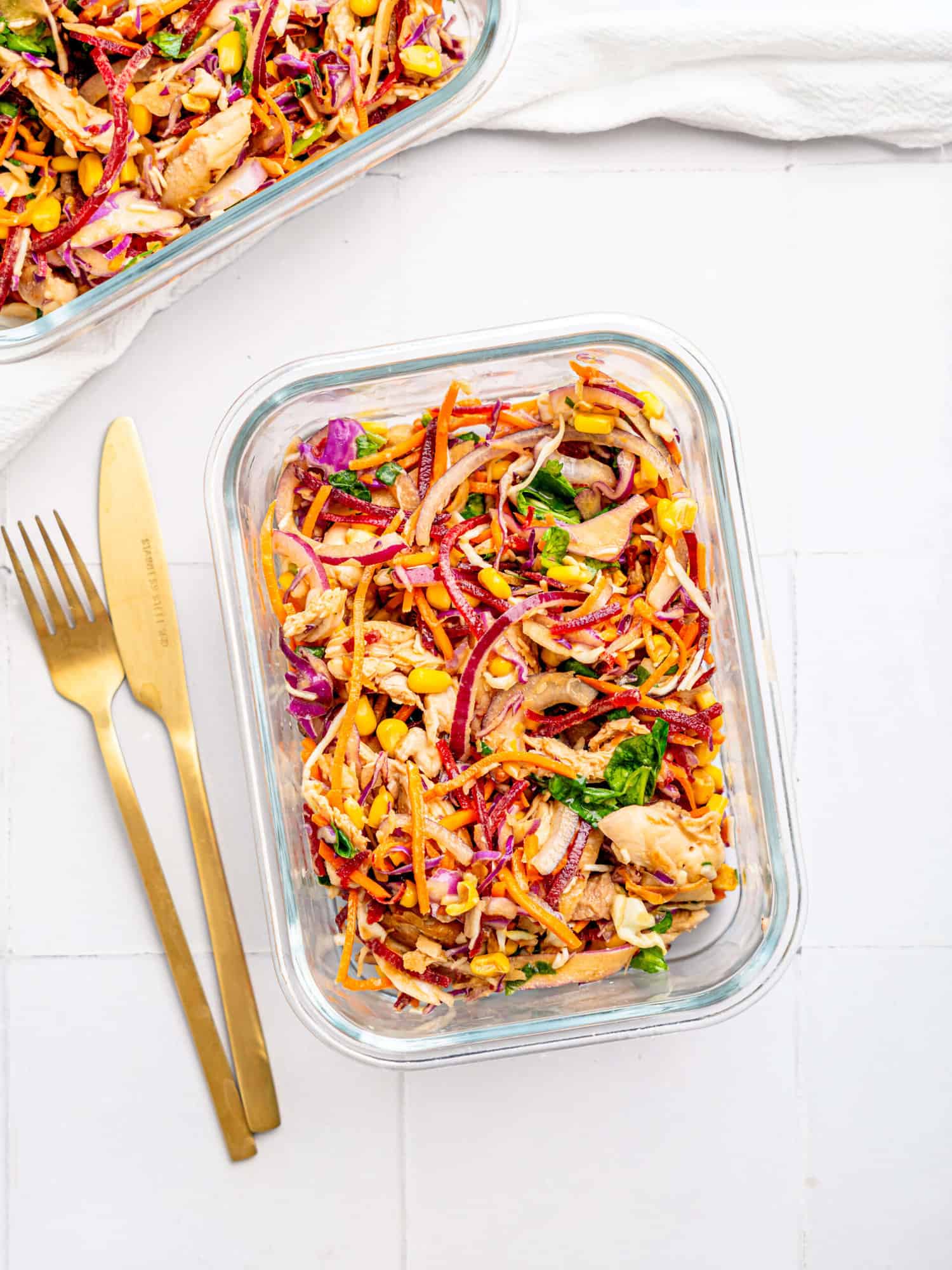 Asian Chicken Slaw with Honey Peanut Dressing (perfect for meal-prep!)
