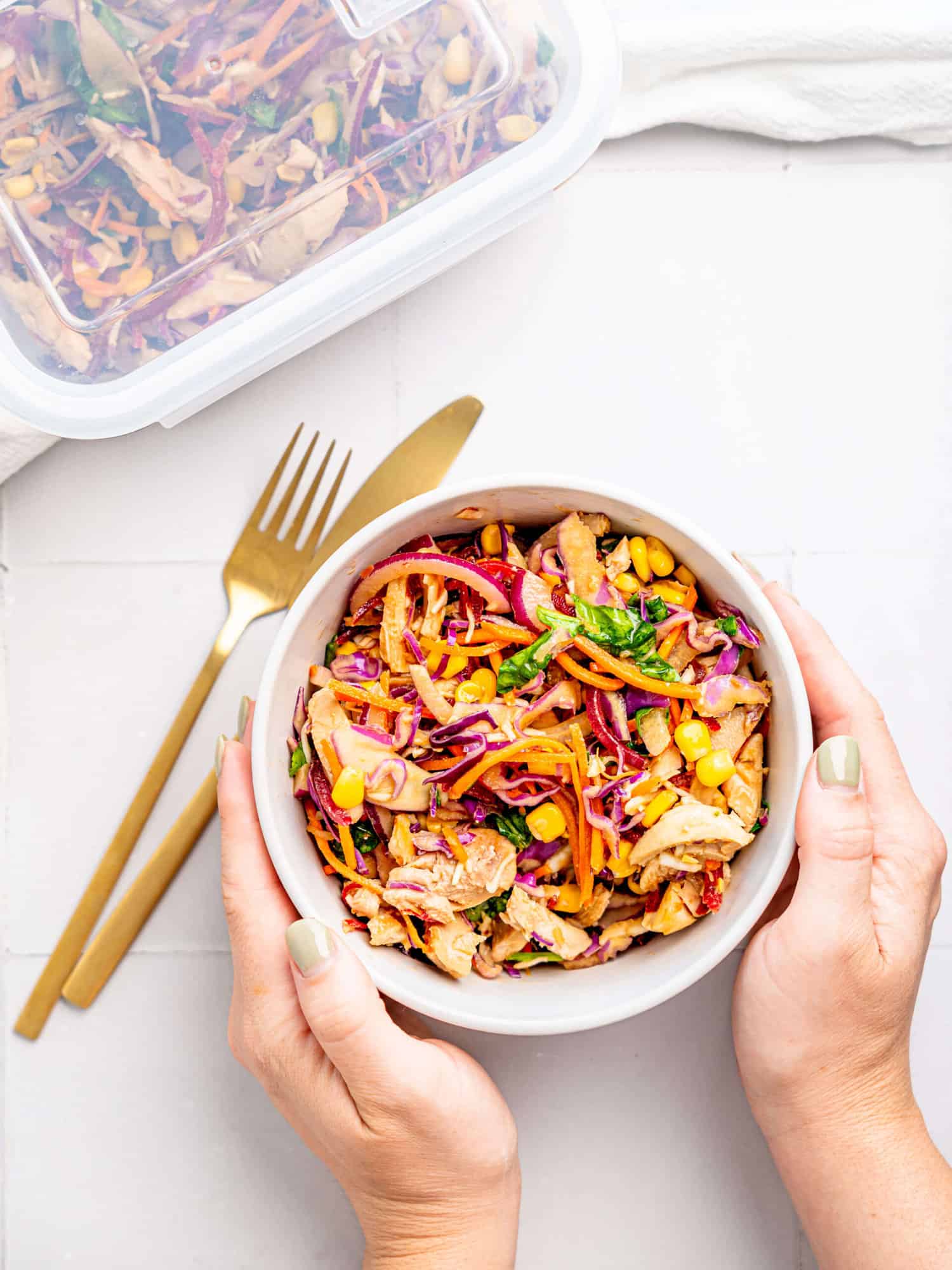 Asian Chicken Slaw with Honey Peanut Dressing (perfect for meal-prep!)