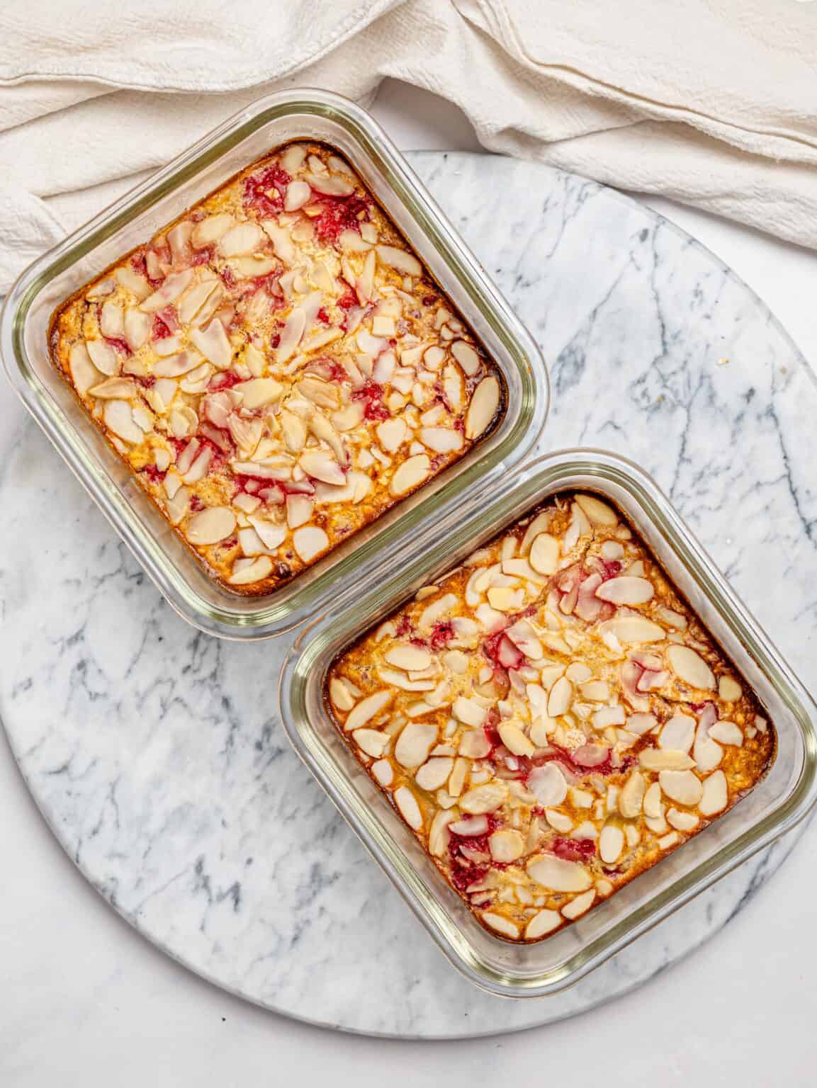 Raspberry Almond Croissant Baked Oats