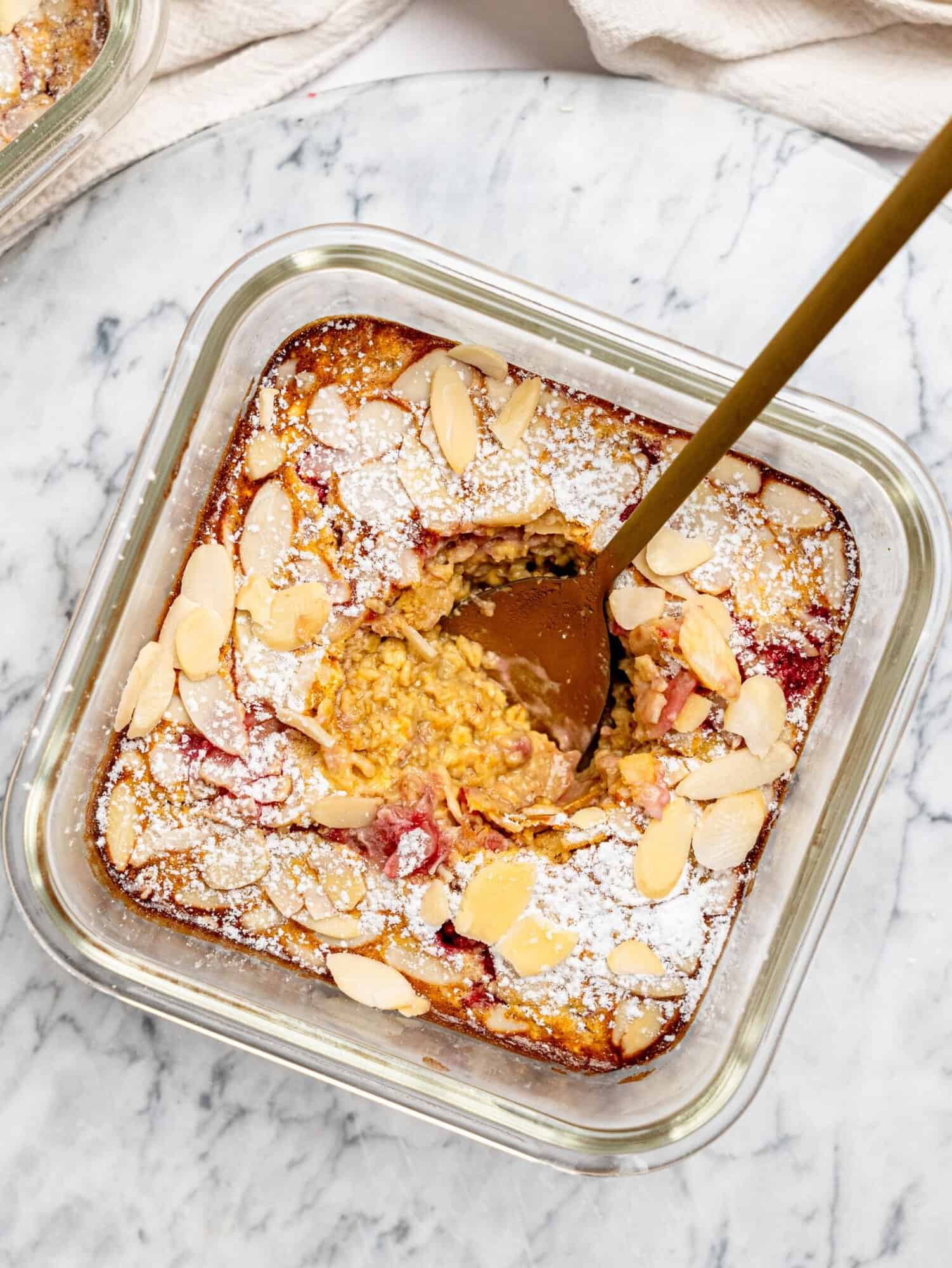 Raspberry Almond Croissant Baked Oats